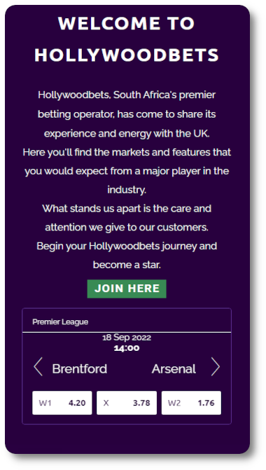 Hollywoodbets betting review [UK] - Claim Sign Up Offer - Bojoko